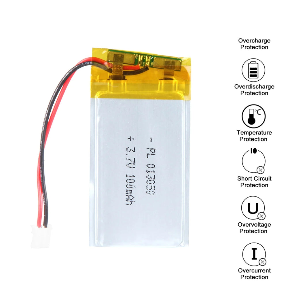 [PH2.0-JST Connector][013050] Universal 100mAh 3.7V Rechargeable Li-Ion ...