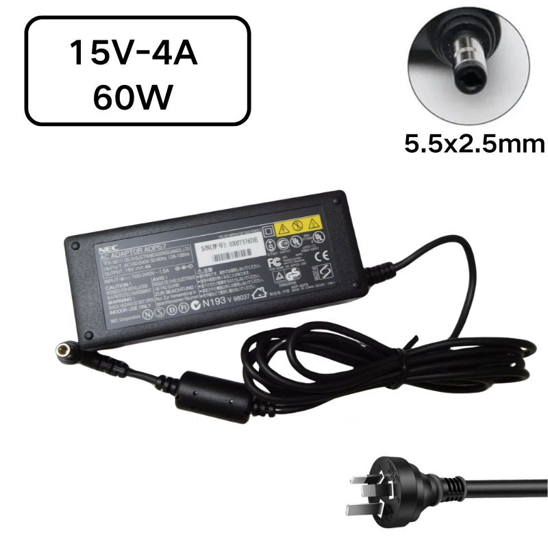 [60W/15V-4A][5.5x2.5] NEC ADP-60FB AC Power Adapter Laptop Wall Charger ...