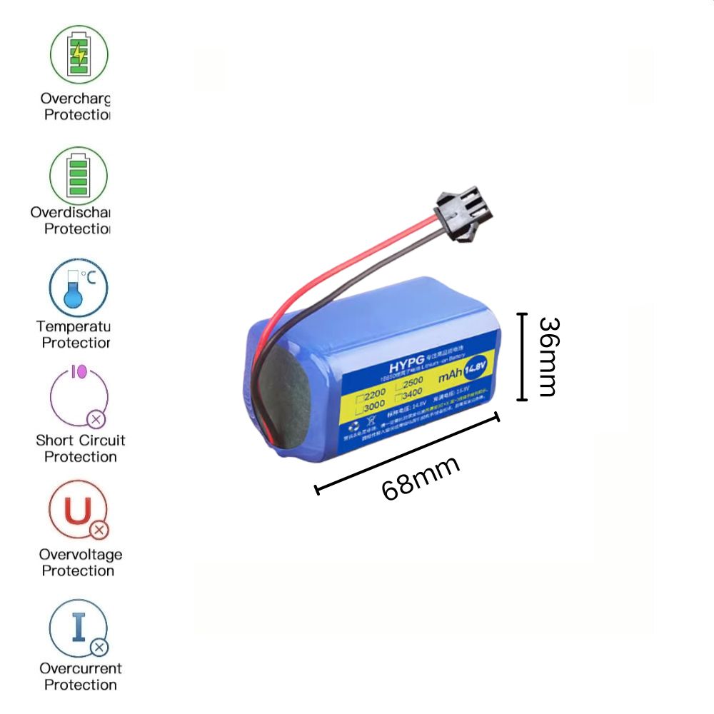 [SM-2P-2 Connector][18650] Universal 3400mAh 14.8V Rechargeable Li-Ion ...