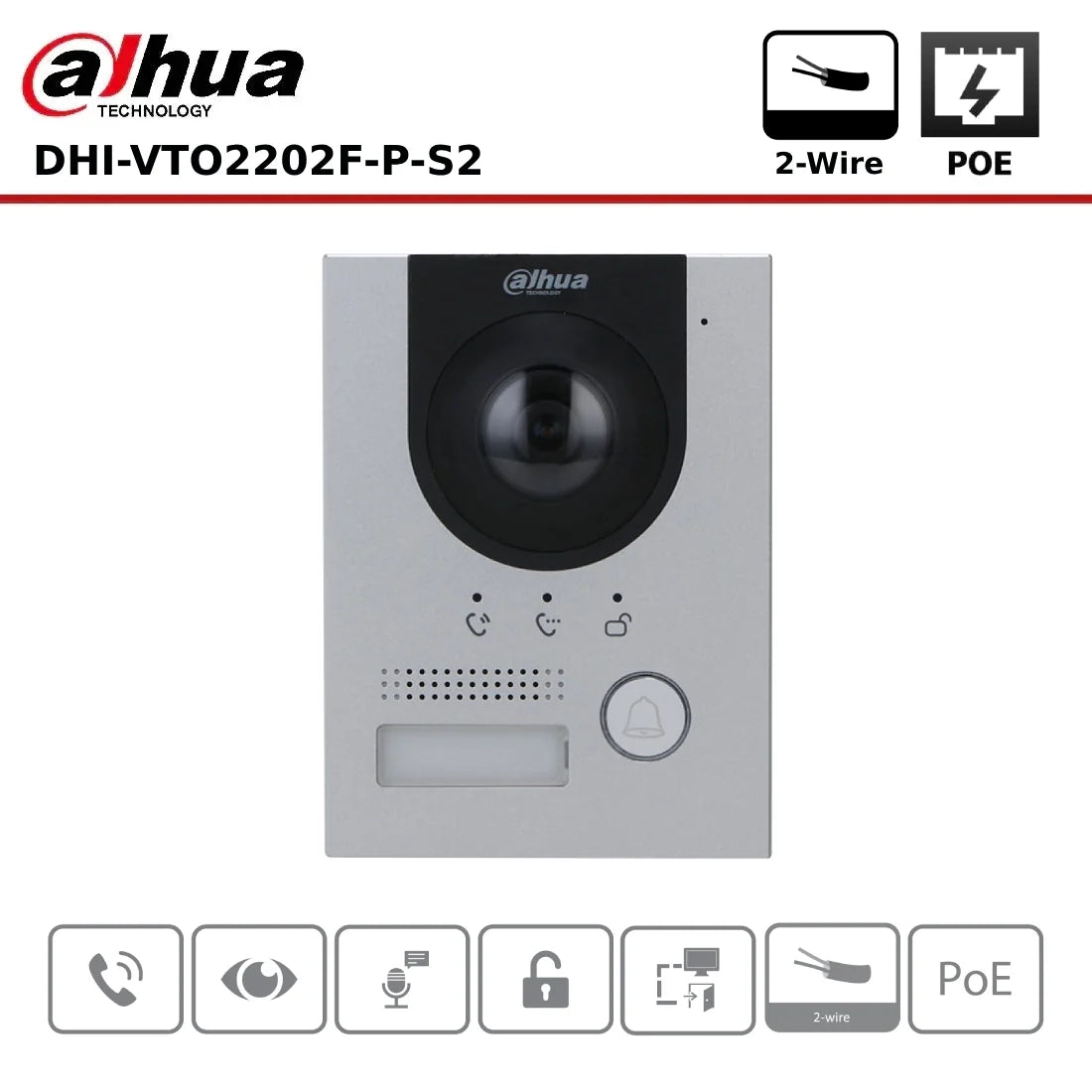 [VTO2202F-P-S2] Dahua IP PoE 2 Wire Intercom System Villa Door Station ...
