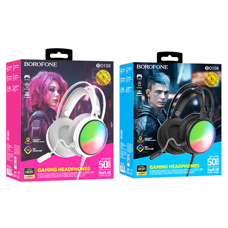 [BO108] Borofone Wired RGB Light Gaming Earphone Earpod Headphone ...