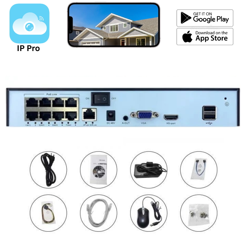 8 Channel With PoE Ports IP Pro Onvif CCTV Home Surveillance Security ...