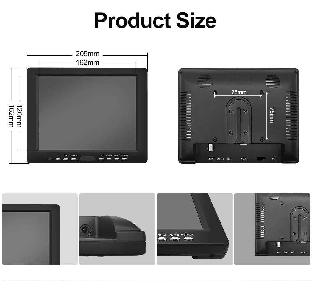 [B8005] 8 Inch 800*600 VGA AV BNC Non Touch Screen Industrial POS CCTV ...