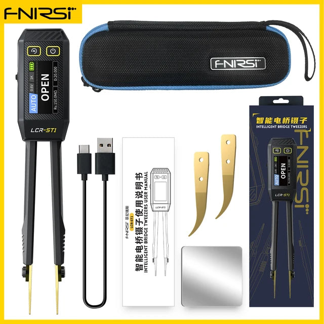 [LCR-ST1] FNIRSI Intelligent Bridge Tweezers Smart Tweezer LCR SMD ESR ...