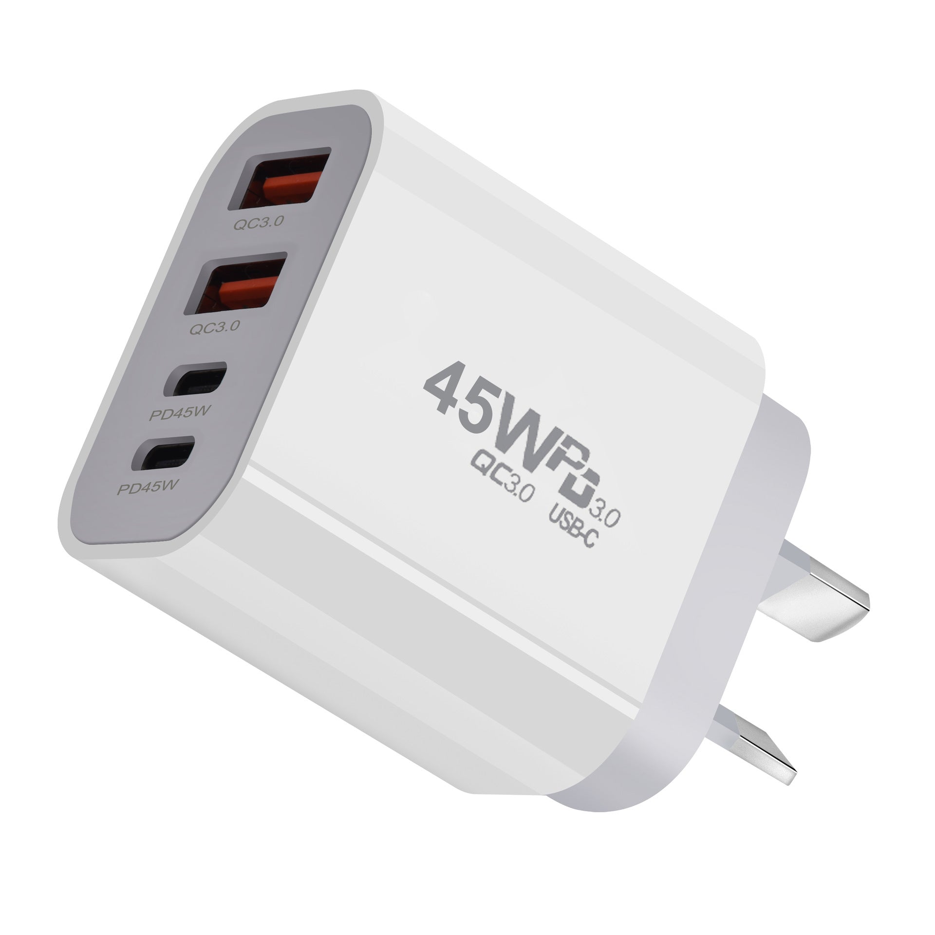 [PT-45W] 45W PD Type-C + QC 3.0 USB 4 Port Wall Travelling Charger ...
