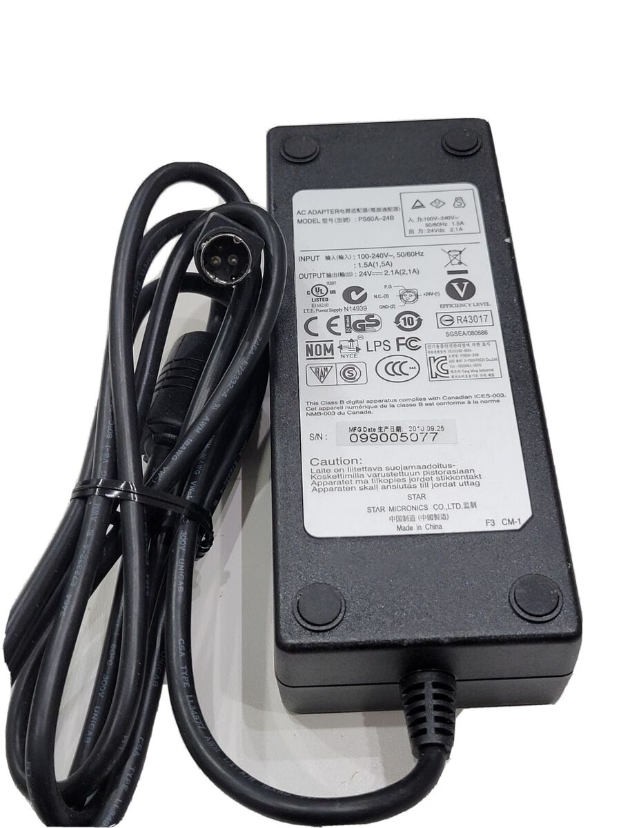 [24V-2.15A] STAR MICRONICS PS60A-24B AC POWER ADAPTER 24V 2.15A AC ...