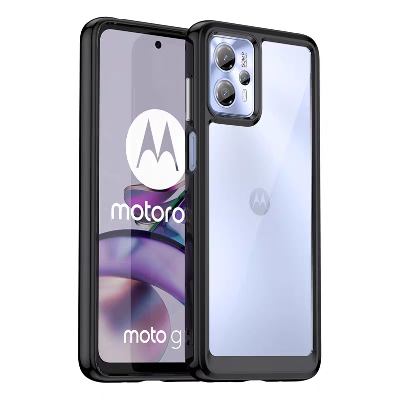 Motorola Moto G84 5G - Black Transparent Heavy Duty Drop Proof Case ...