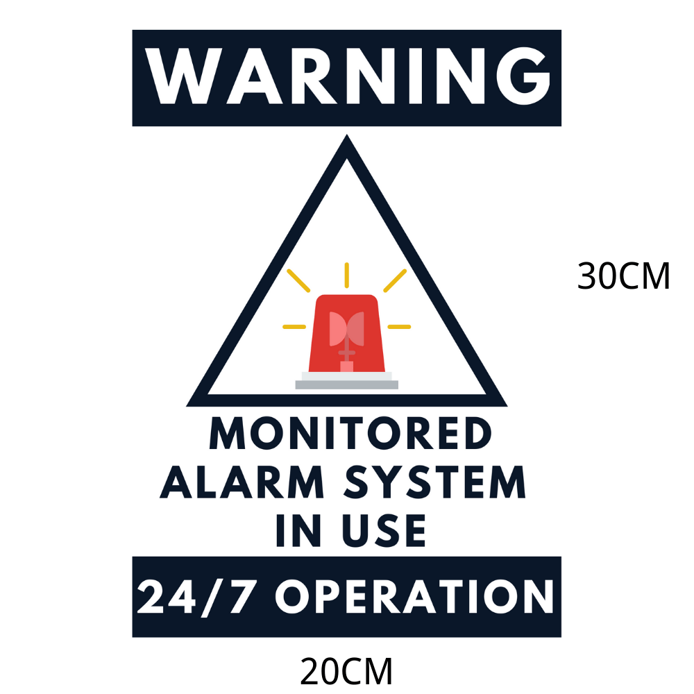 [20cm x 30cm] Security Alarm 24/7 Monitor Warning Waterproof PVC Sign ...
