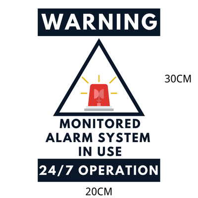 [20cm x 30cm] Security Alarm 24/7 Monitor Warning Waterproof PVC Sign ...