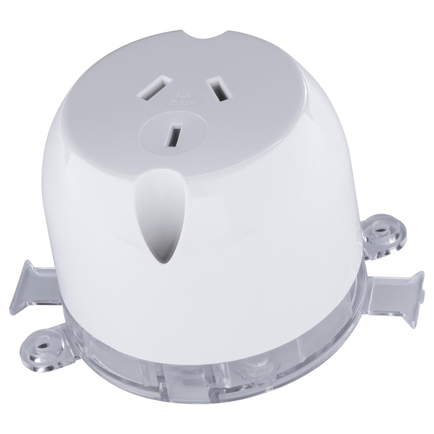 Surface Socket Back Wired Single Plug Base with Clear Mounting Bracket ...
