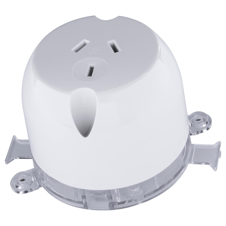Surface Socket Back Wired Single Plug Base with Clear Mounting Bracket ...